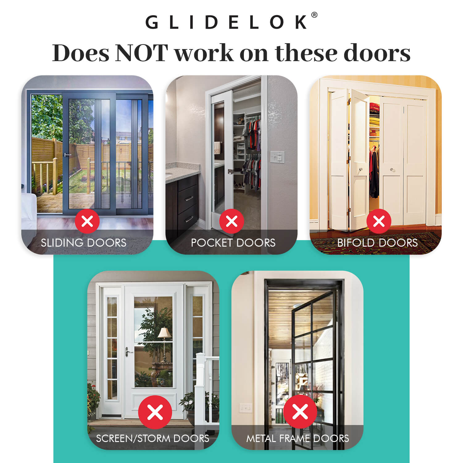 GLIDELOK CHILDPROOF DOOR LOCK - Works on Doors w/ Levers or Knobs ...